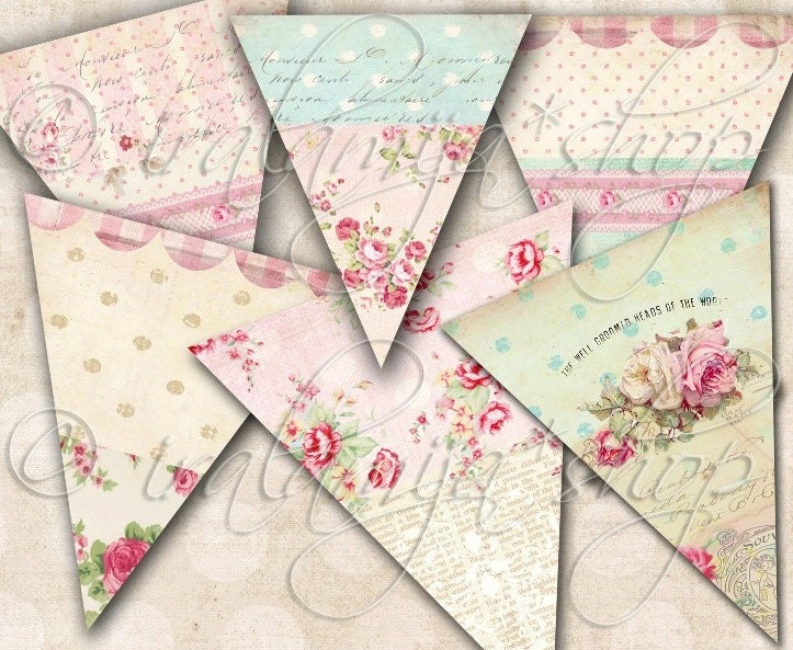 Printable Banners / SHABBY BANNERS Collage Banners Digital Images ...