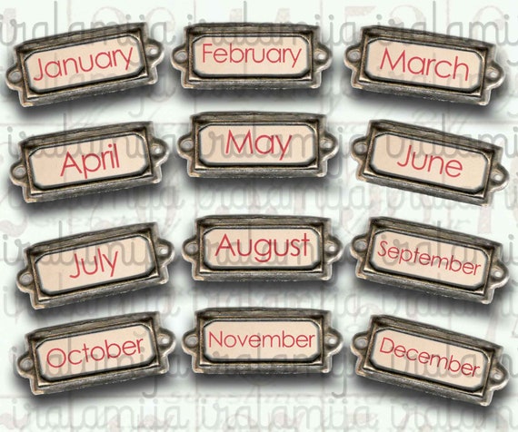 MONTHS PLATES Collage Digital Images printable Download File - Etsy