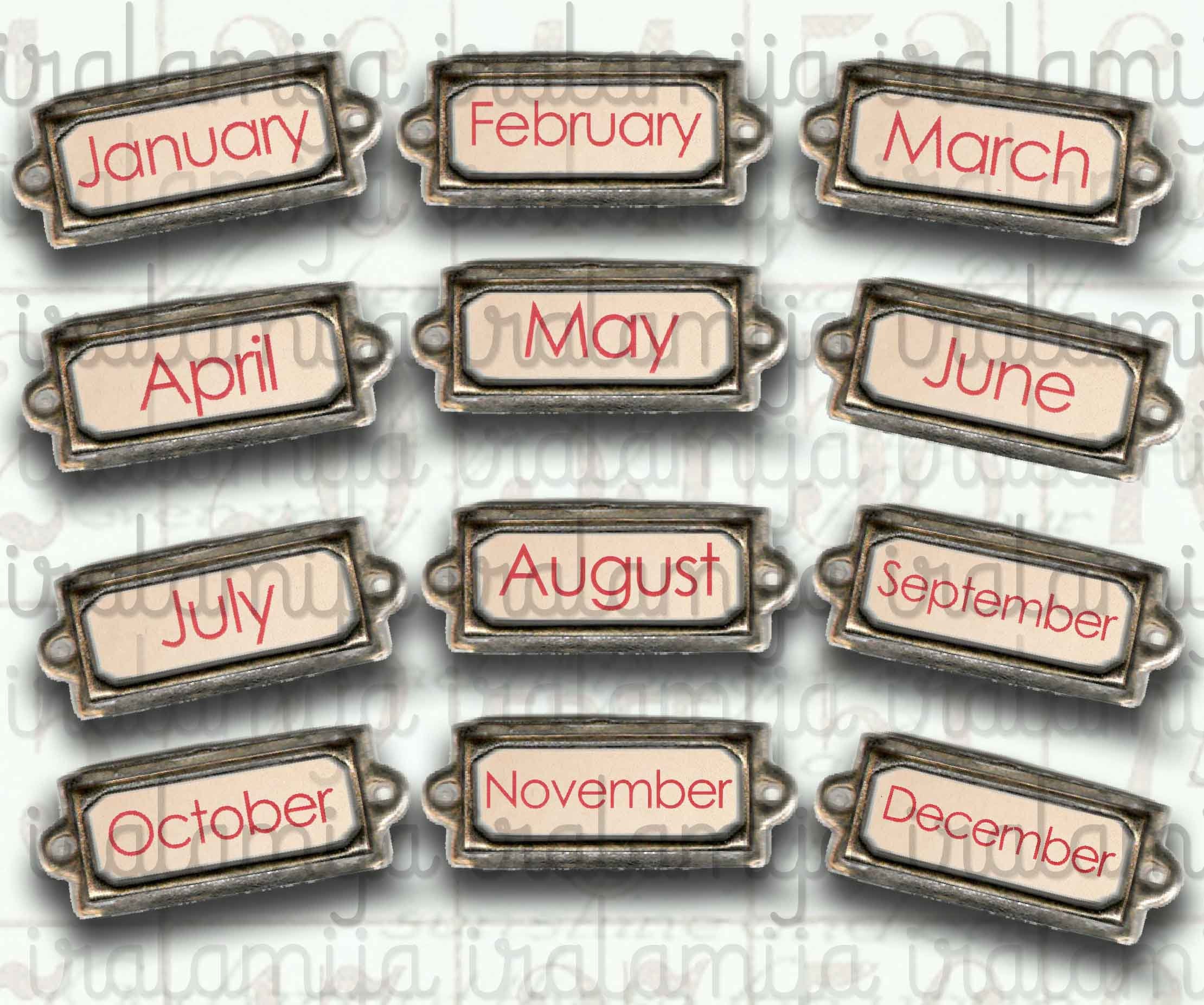 MONTHS PLATES Collage Digital Images -printable Download File- Digital ...