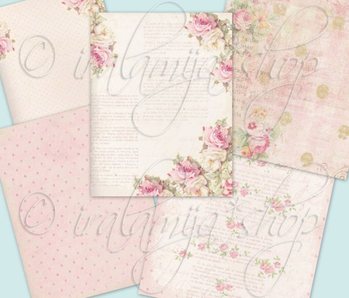 Printable Paper / ROMANTIC 8.5" X 11" Backgrounds / Digital Images ...
