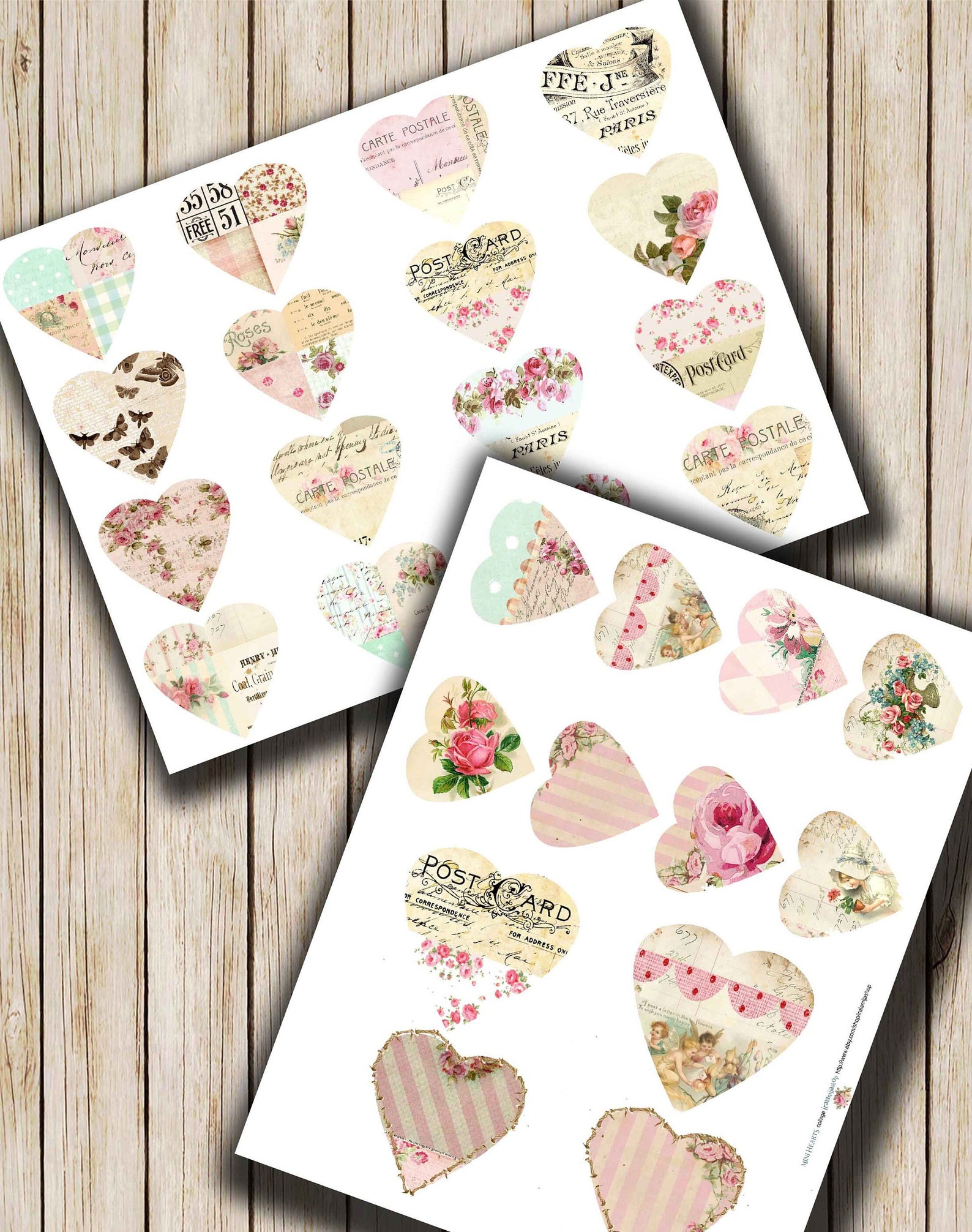 MINI HEARTS Printable Digital Images printable Hearts / Mini - Etsy
