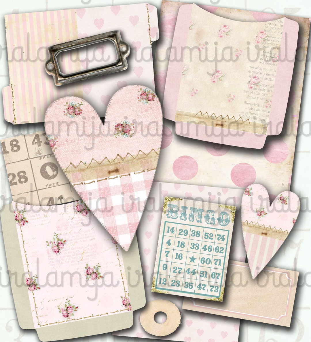Junk Journal Kit Vintage ROMANCE, Digital Paper, Digital Images ...