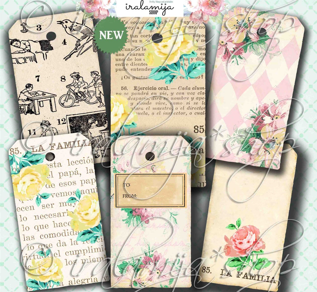 Printable TAGS - Flourish Tags / Vintage Style Tags - Journal - Tags ...