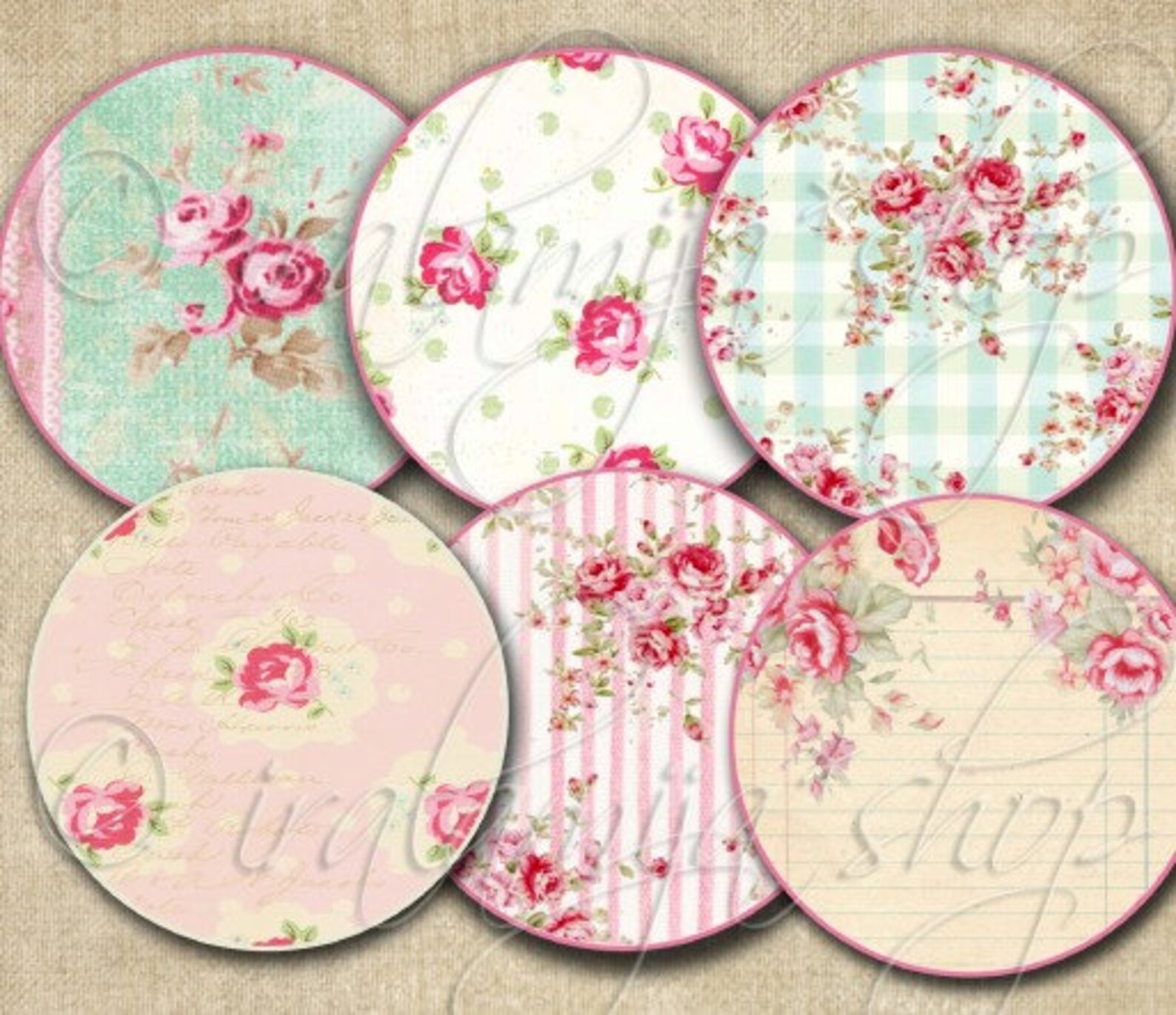 SHABBY CIRCLES Collage Digital Images -printable Download File Digital ...
