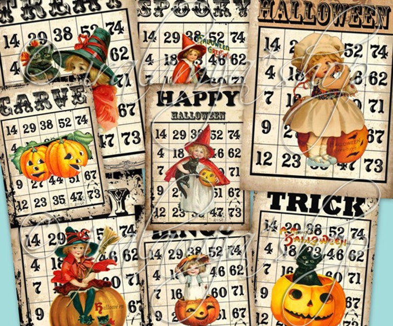 Printable Halloween Bingo Cards / HAUNTED BINGO Cards Collage ...