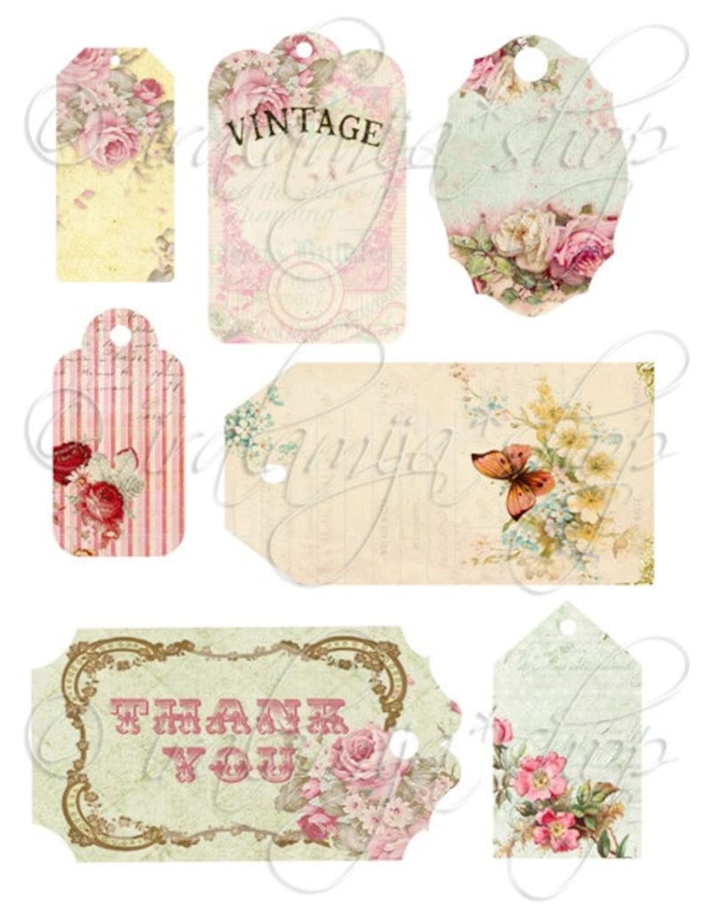 Printable Images / BIG TAGS / Printable Tags / Digital Images ...