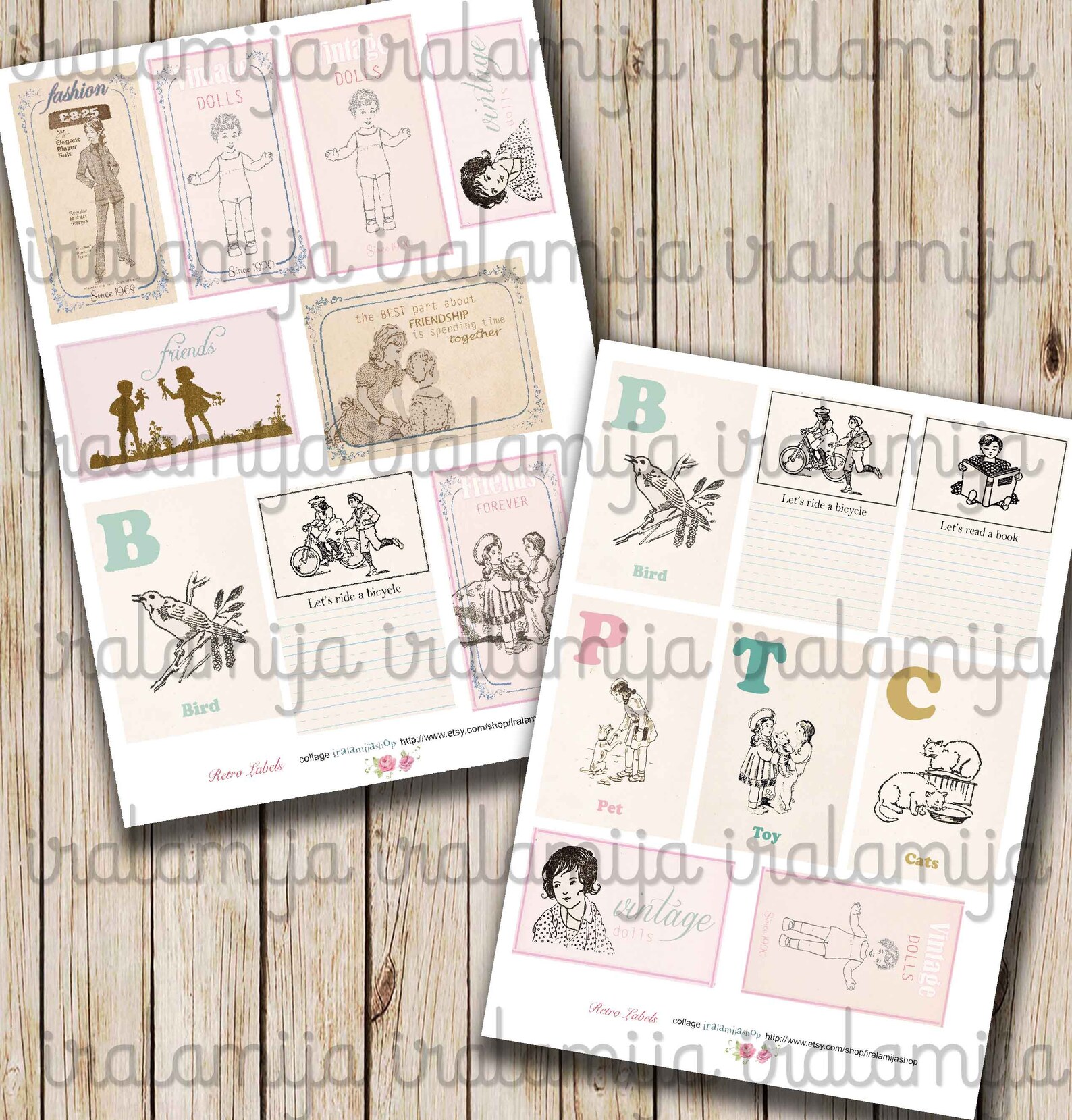 RETRO LABELS Collage Digital Images printable Download File - Etsy