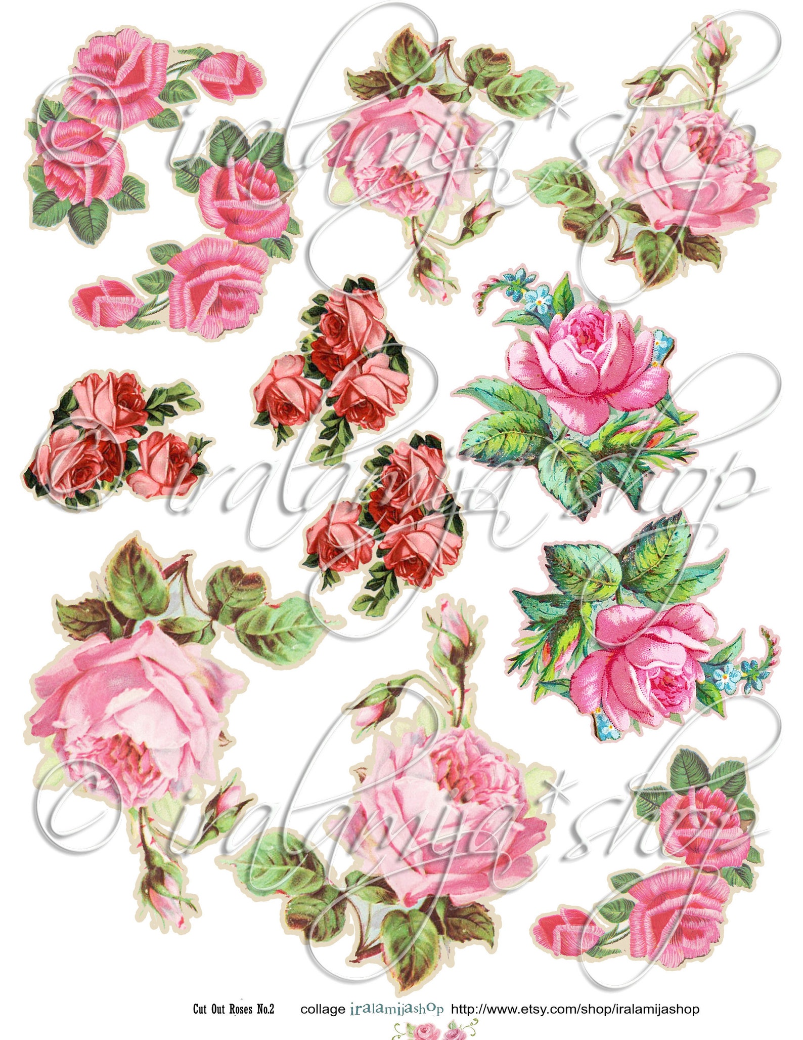 CUT OUT Roses No. 4 Printable Digital Images / Printable Roses ...
