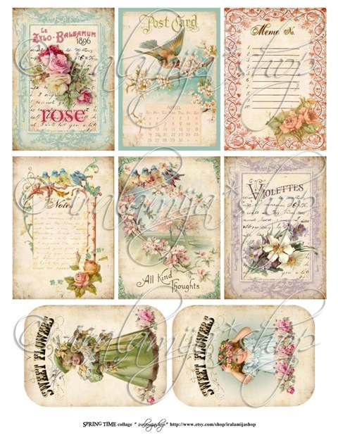 Printable SPRING TIME Collage / Printable Digital Images / | Etsy