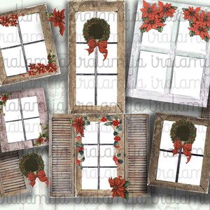 CHRISTMAS WINDOWS Collage Digital Images - Printable Download File ...