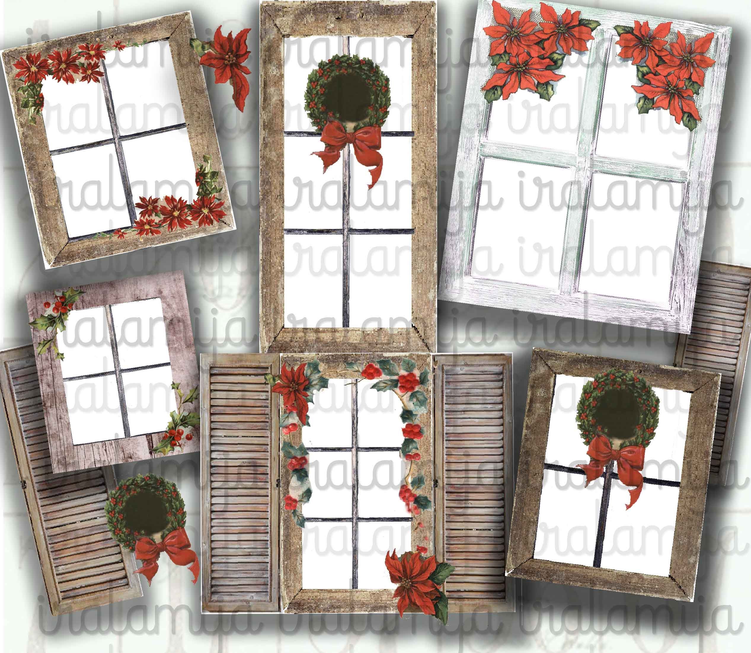 CHRISTMAS WINDOWS Collage Digital Images Printable Download | Etsy