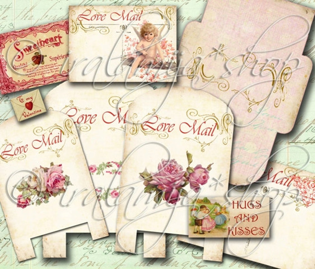 LOVE MAIL Collage Digital Images -printable Download File- - Etsy