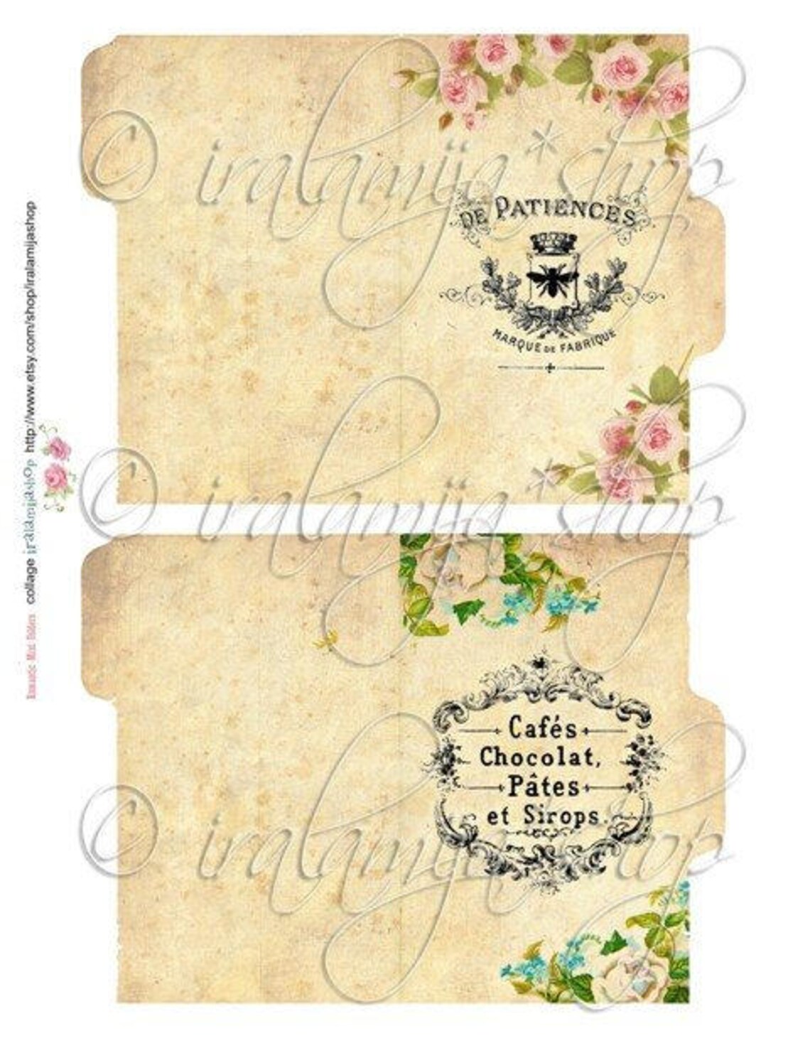 ROMANTIC Mini FOLDERS Printable Collage Digital Images | Etsy
