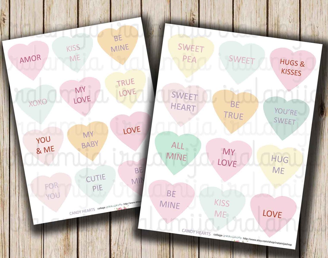 Conversation Hearts VALENTINE Printable / CANDY HEARTS Digital - Etsy
