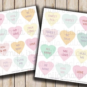 Conversation Hearts VALENTINE Printable / CANDY HEARTS Digital Images ...