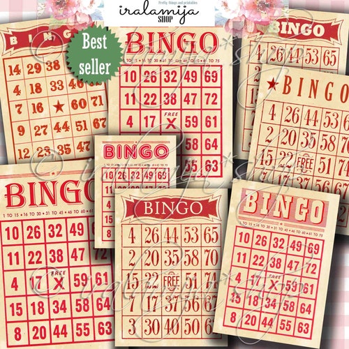 Printable Bingo Cards RED BINGO CARDS / Vintage Bingo Cards - Etsy Canada