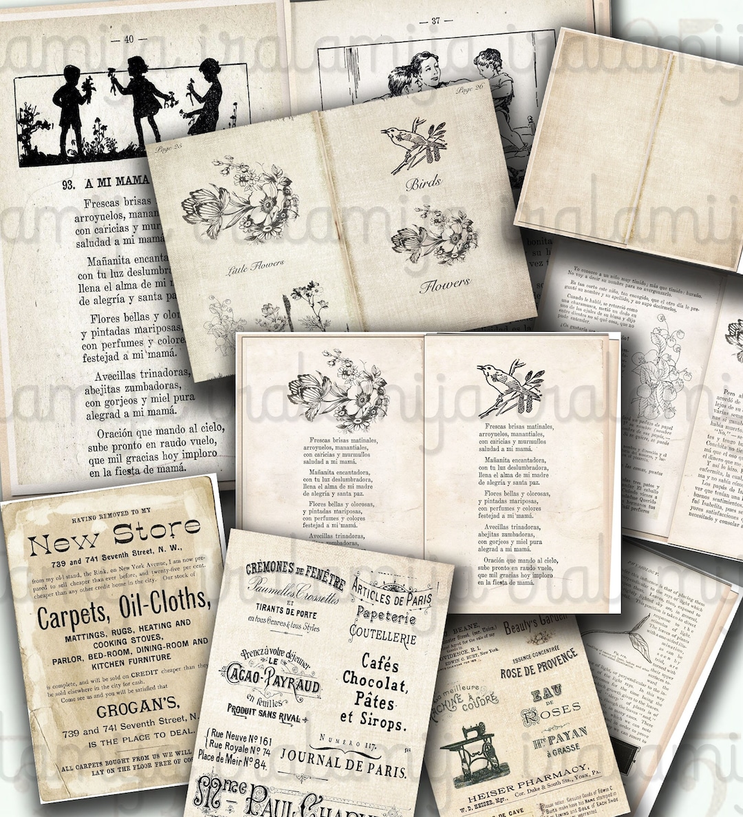 Printable Vintage BOOK, Old Pages/ Old Book /vintage Book / Collage ...
