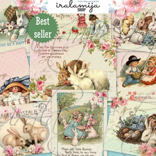VINTAGE EASTER Collage Digital Images printable Download - Etsy