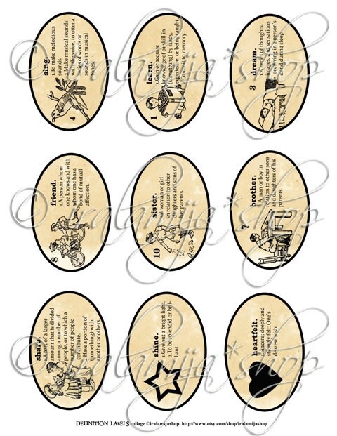 Printable Labels / DEFINITION LABELS / Printable Digital | Etsy