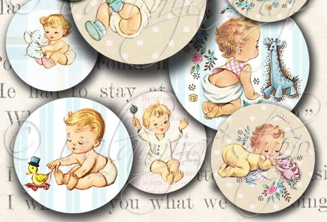 1 INCH BABY Circles Collage Digital Images -printable Download File ...