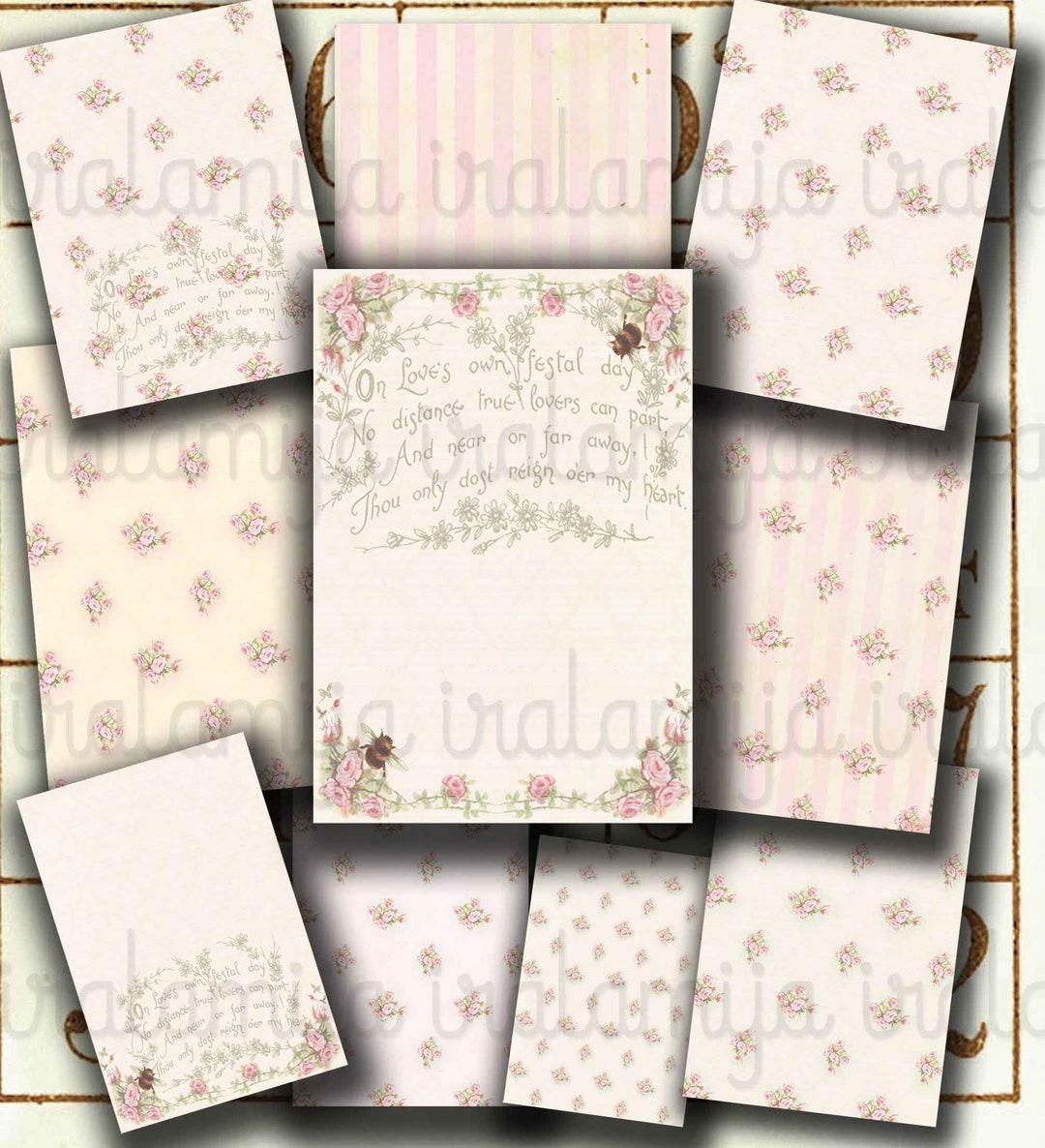 Printable Paper / FRENCH GARDEN PAPERS / Backgrounds / Digital Images ...