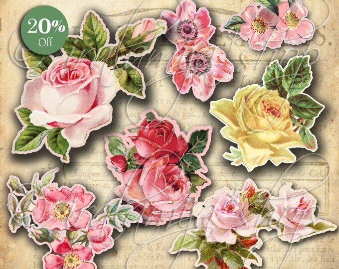 CUT OUT Roses No. 3 Printable Digital Images/printable Roses/ - Etsy