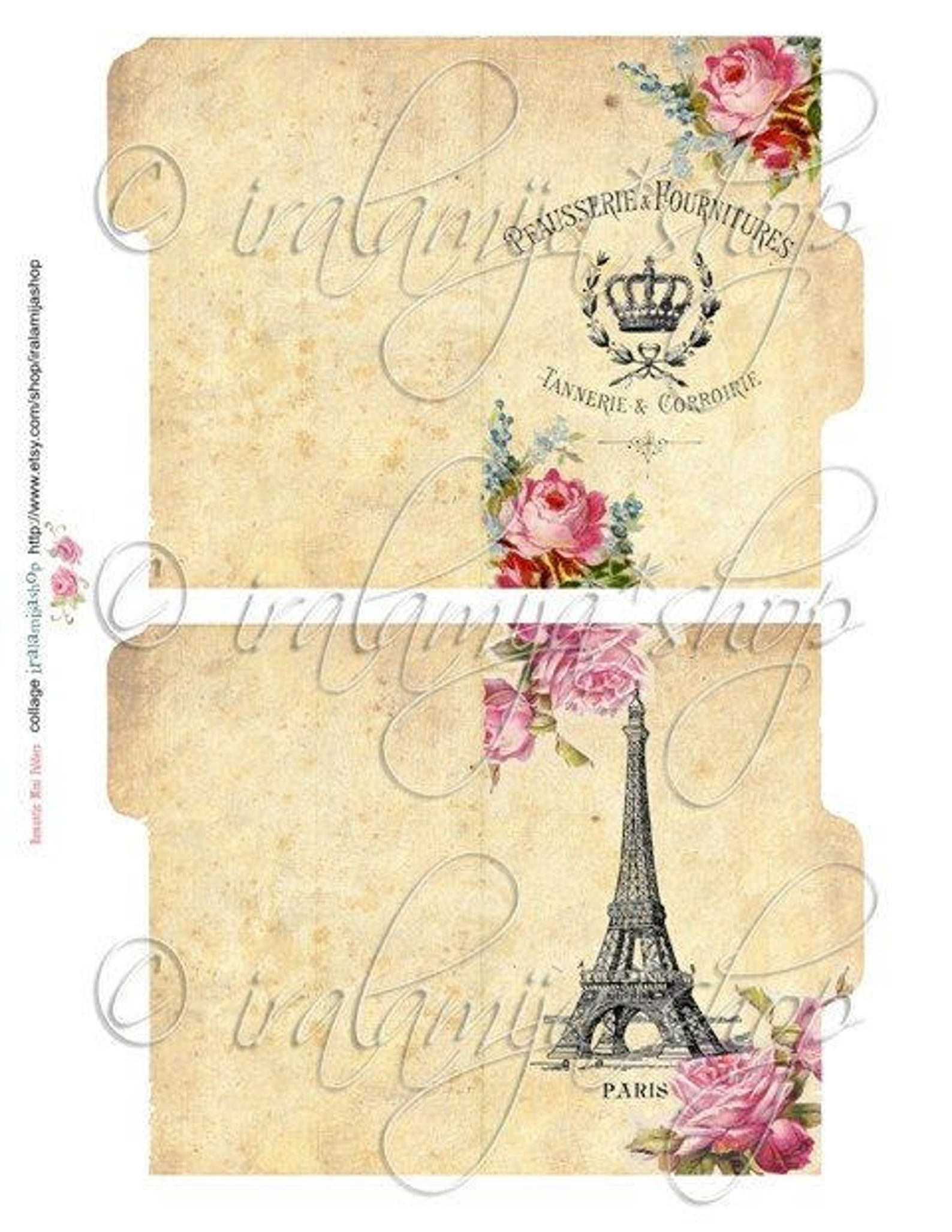 ROMANTIC Mini FOLDERS Printable Collage Digital Images - Etsy