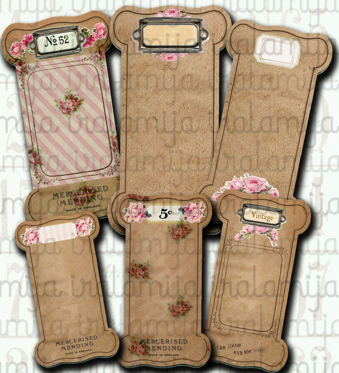 Printable LONG VINTAGE Spools / VINTAGE Lace Holders / Printable ...