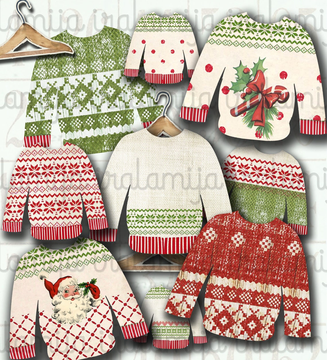 CHRISTMAS SWEATER / Digital Download, Vintage, Iralamijashop, Printable ...
