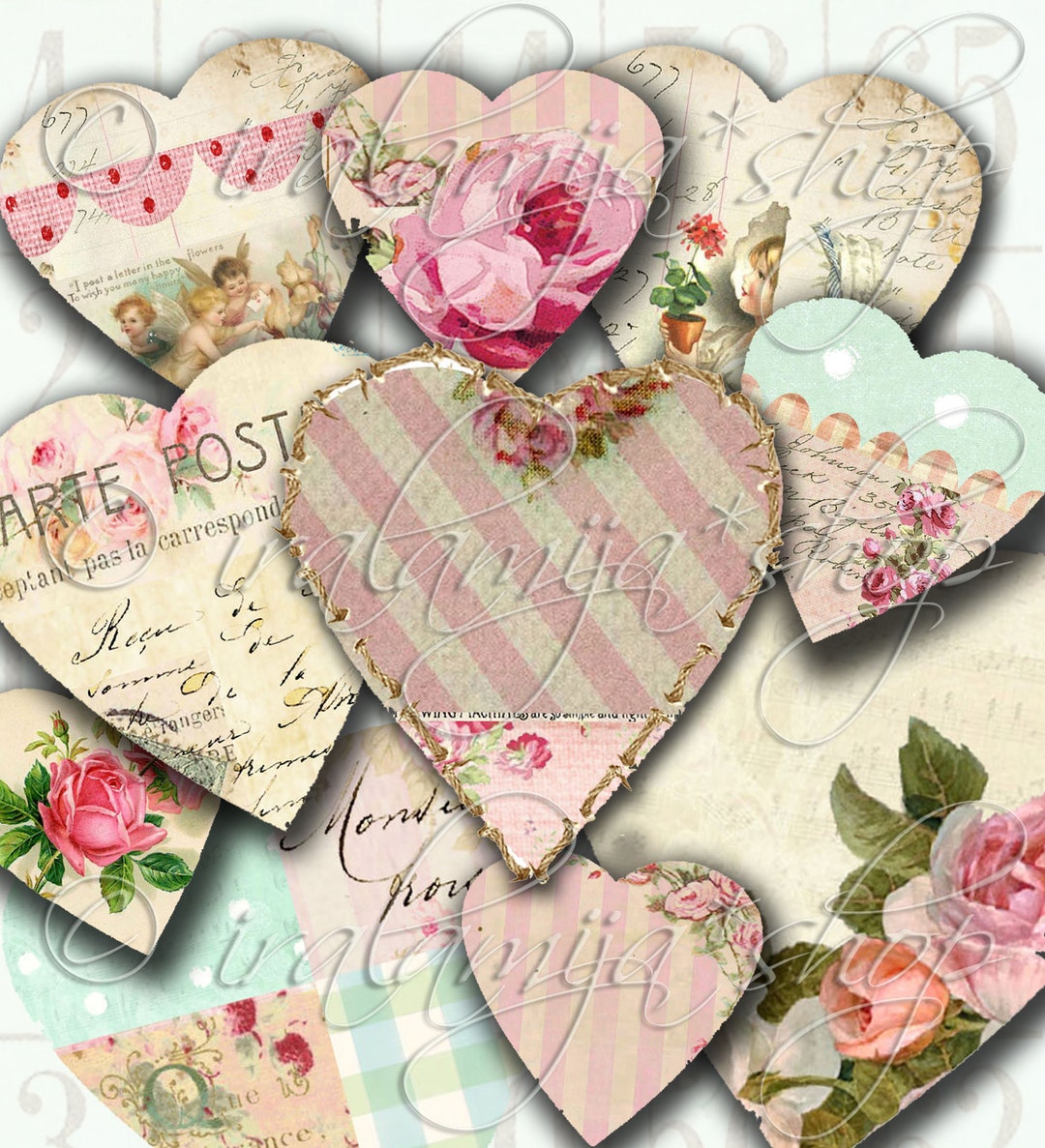 MINI HEARTS Printable Digital Images -printable Hearts / Mini Hearts ...