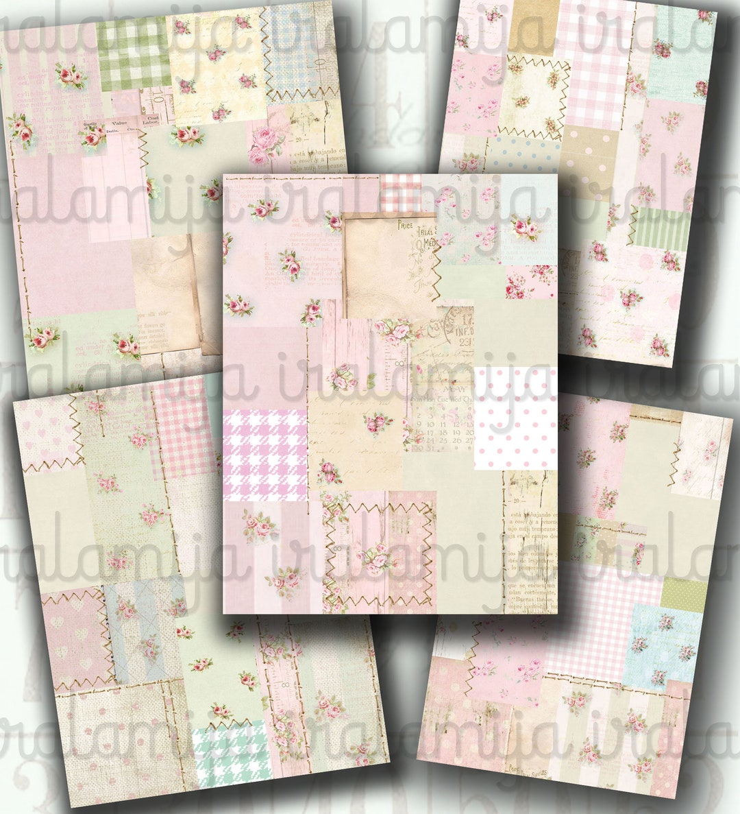 PATCHWORK PAPERS, Digital Paper, Digital Download -roses Paper ...