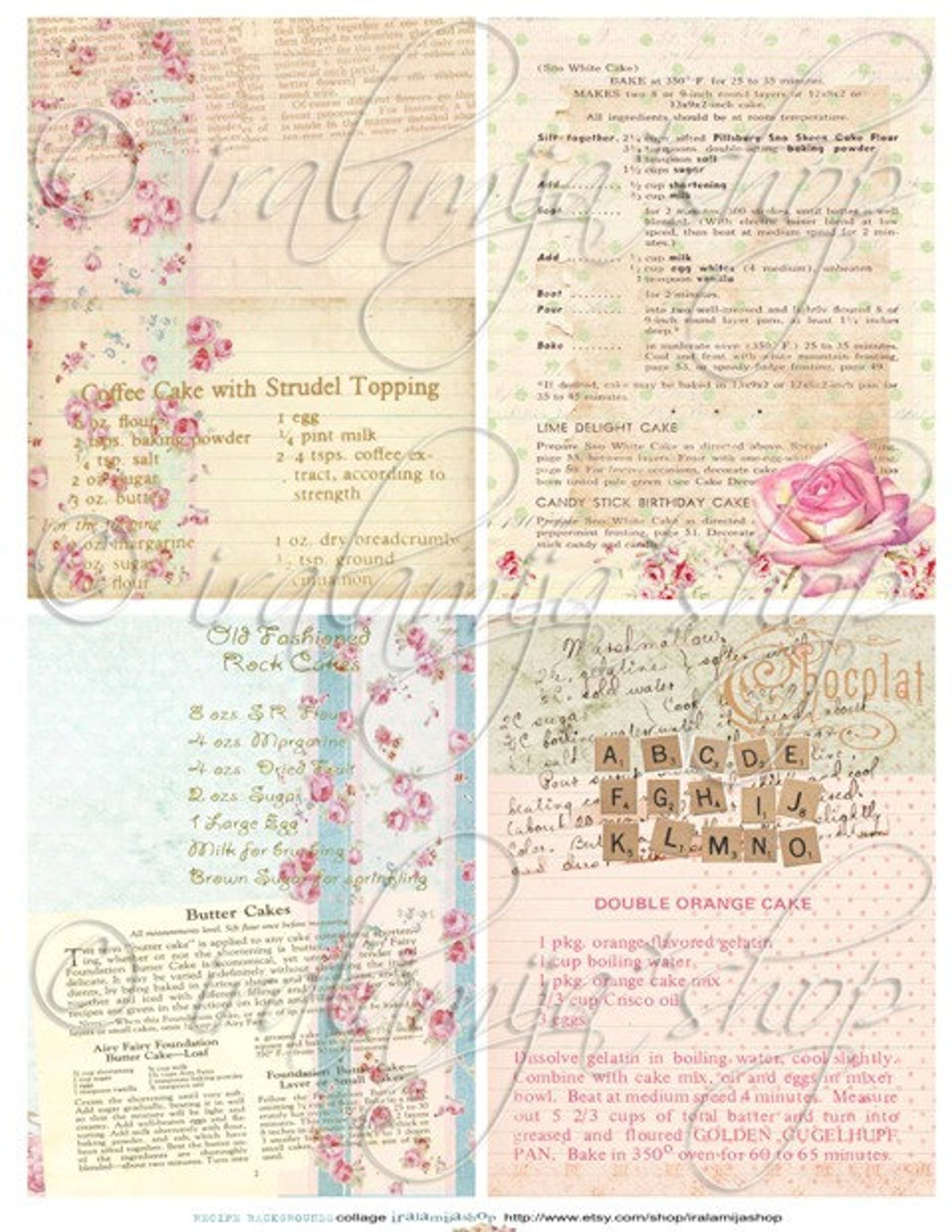 RECIPE Backgrounds Collage Digital Images -printable Download File ...