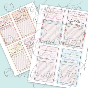 Printable Guest Check - Vintage Style Guest Check / Vintage Guest Check ...