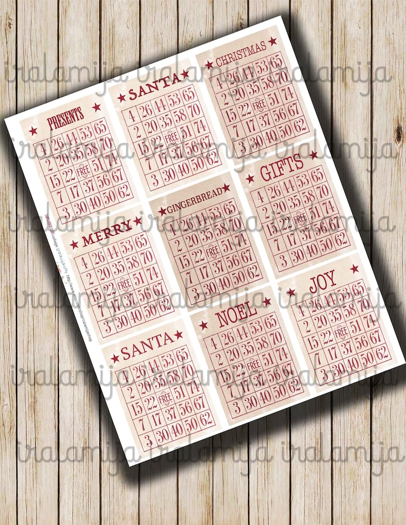 Printable Christmas Bingo Cards / SANTA BINGO Cards Collage / - Etsy