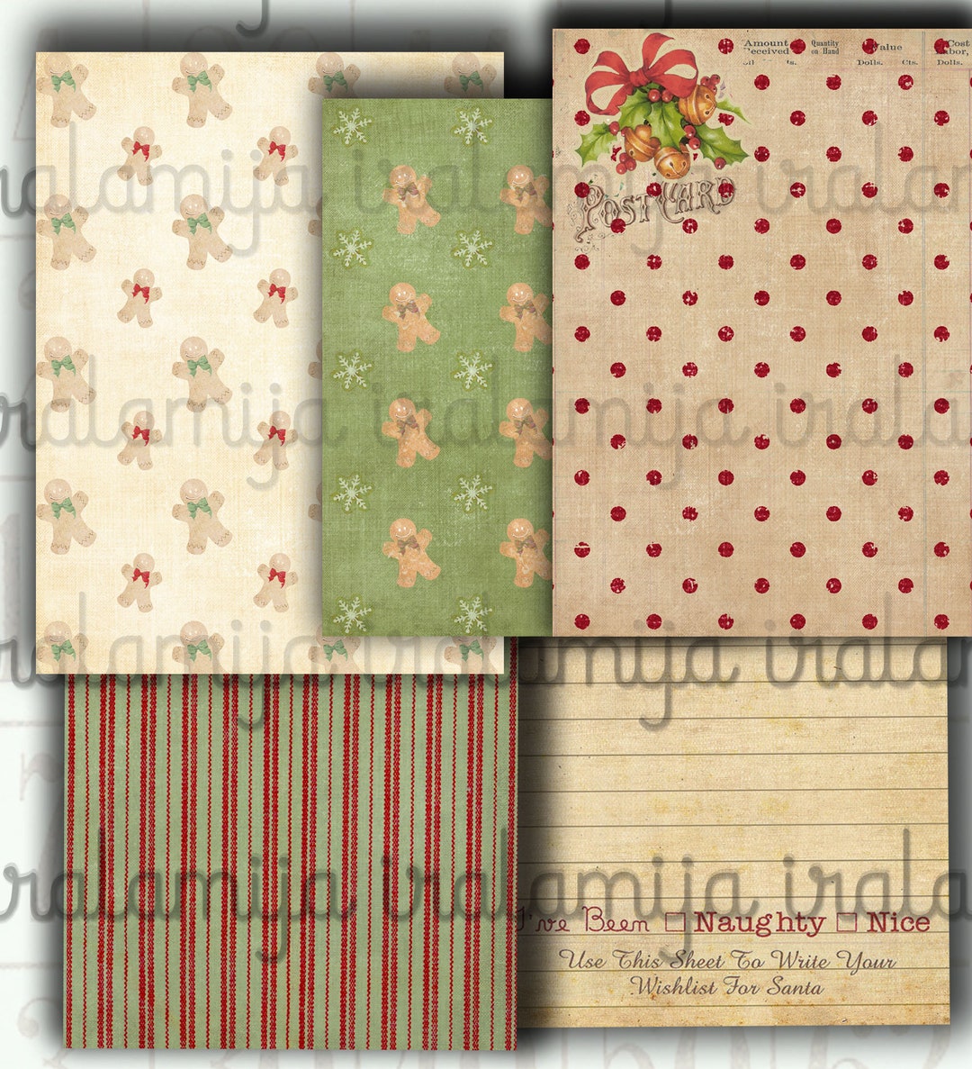 Digital PAPER GINGERBREAD 8.5" X 11" Collage Digital Images -printable ...