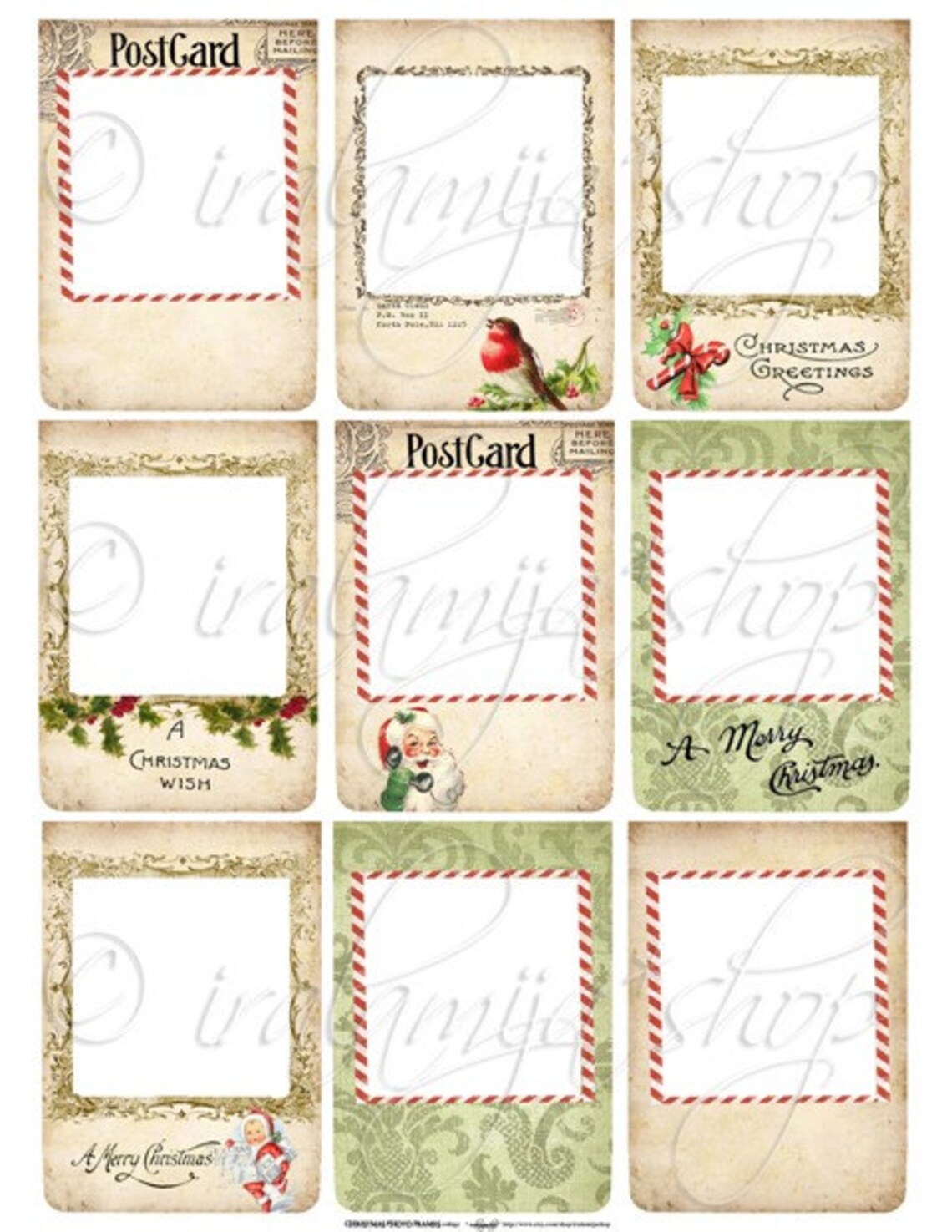 CHRISTMAS PHOTO FRAMES / Printable Christmas Frames / - Etsy