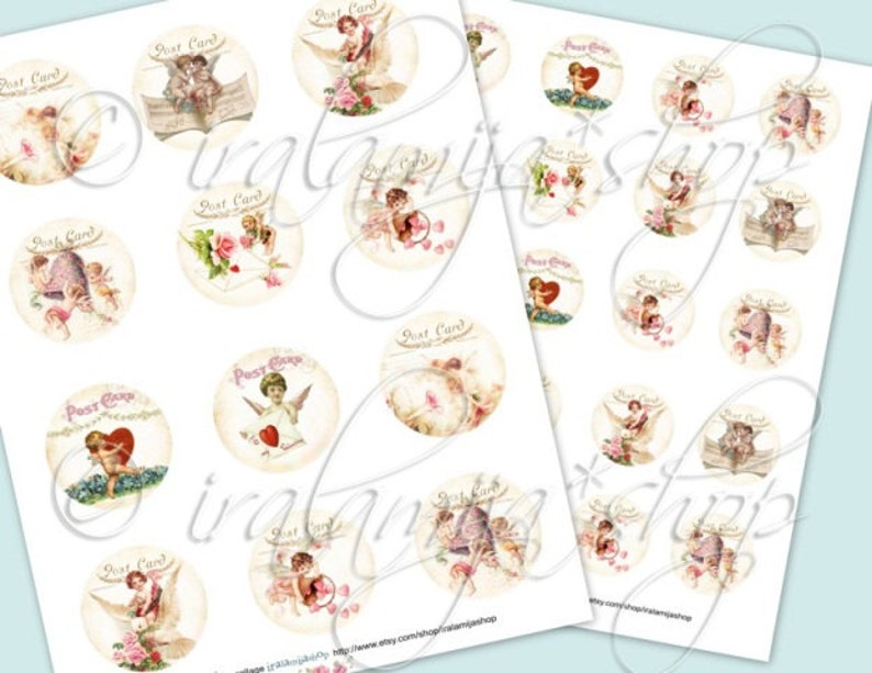 CHERUB CIRCLES Collage Digital Images -printable Download File Digital ...