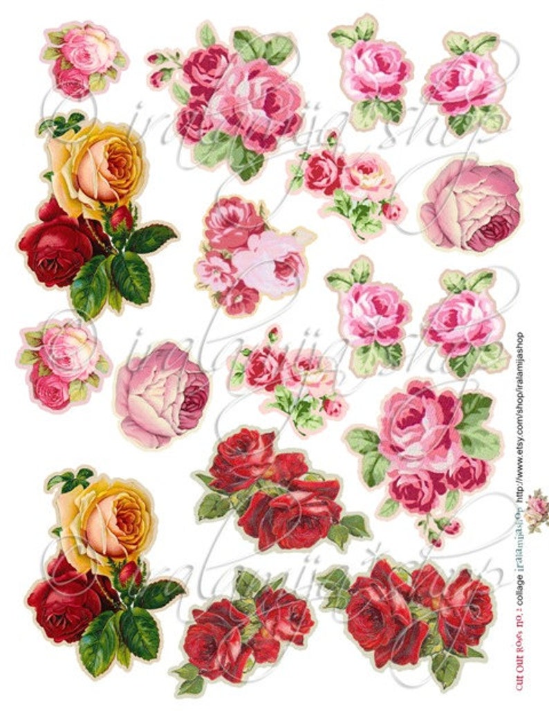 CUT OUT Roses No. 2 Printable Download / Printable / Scrapbook ...