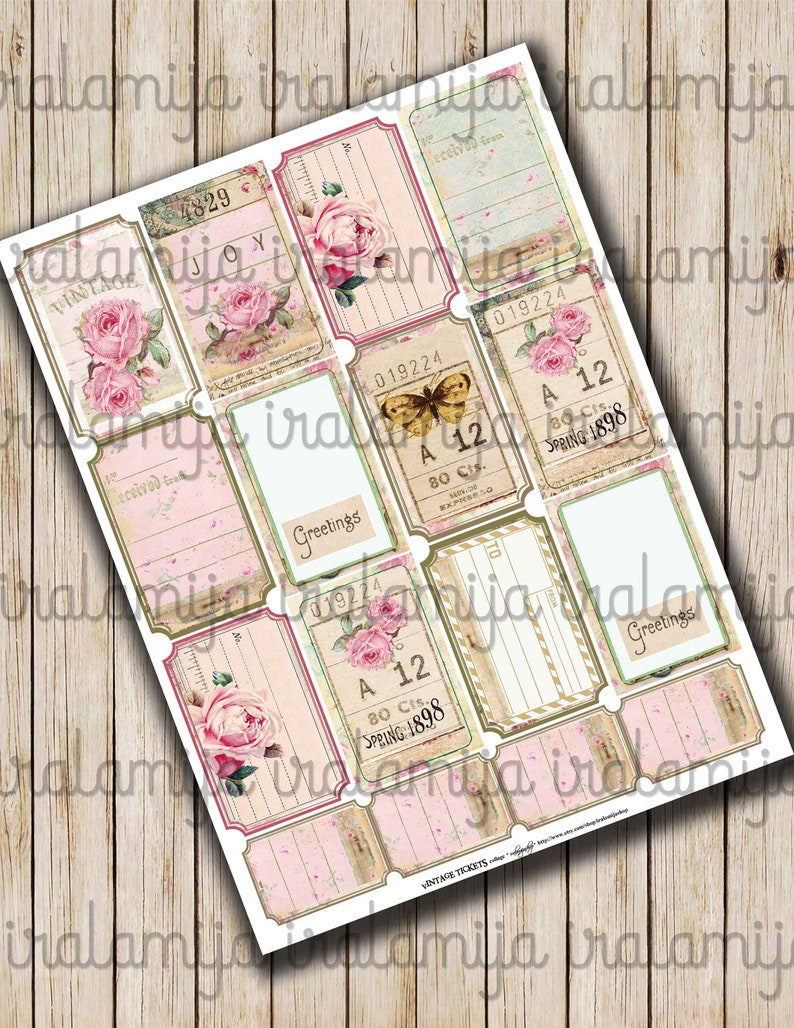VINTAGE TICKETS Printable Digital Images printable Download / - Etsy