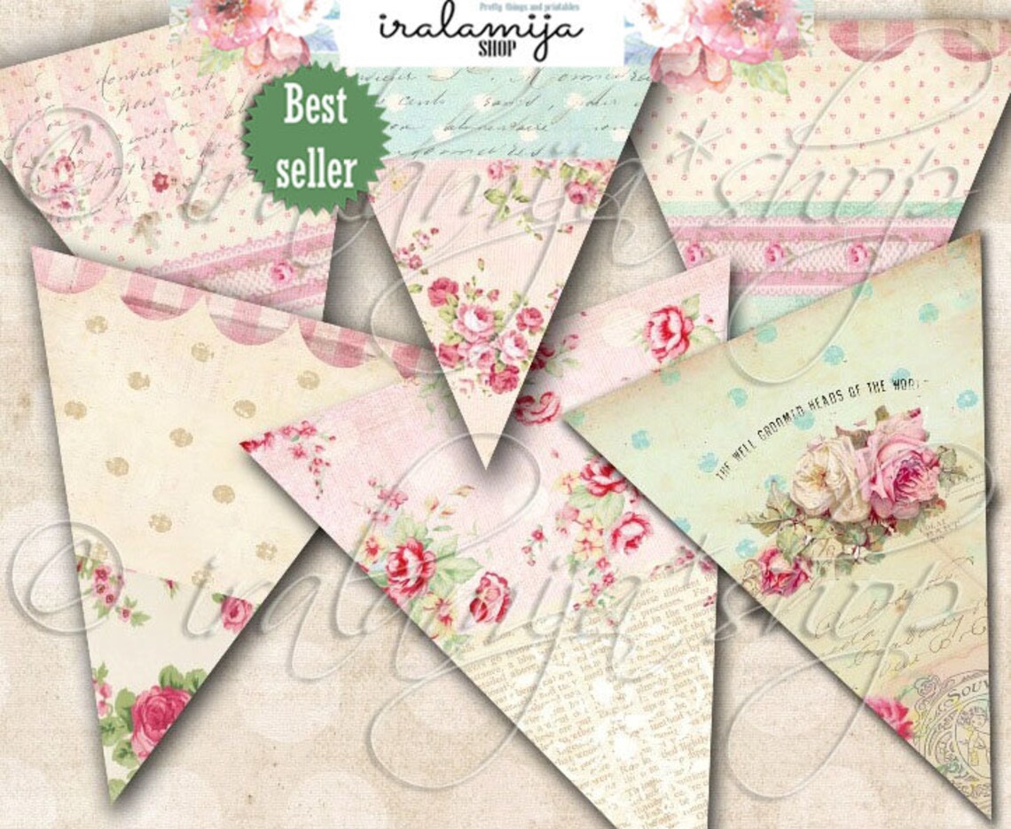Printable Banners / SHABBY BANNERS Collage Banners Digital - Etsy