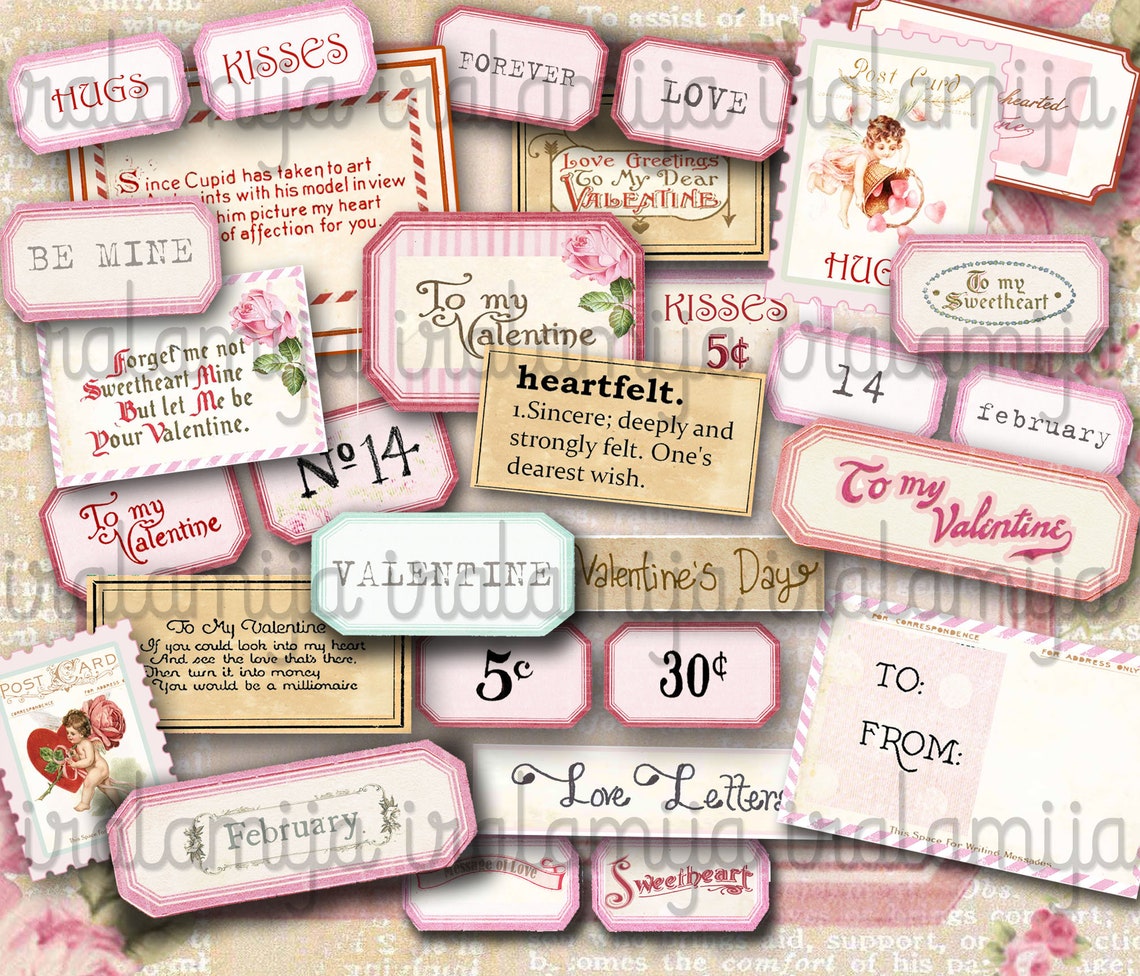 VALENTINE LABELS Printable Digital Images printable Download - Etsy