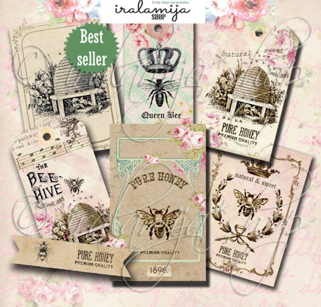 Printable Bee Images / QUEEN BEE Collage / Bee Digital Images / Bee ...