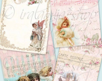 VINTAGE SCRIPT Collage Digital Images printable Download File - Etsy