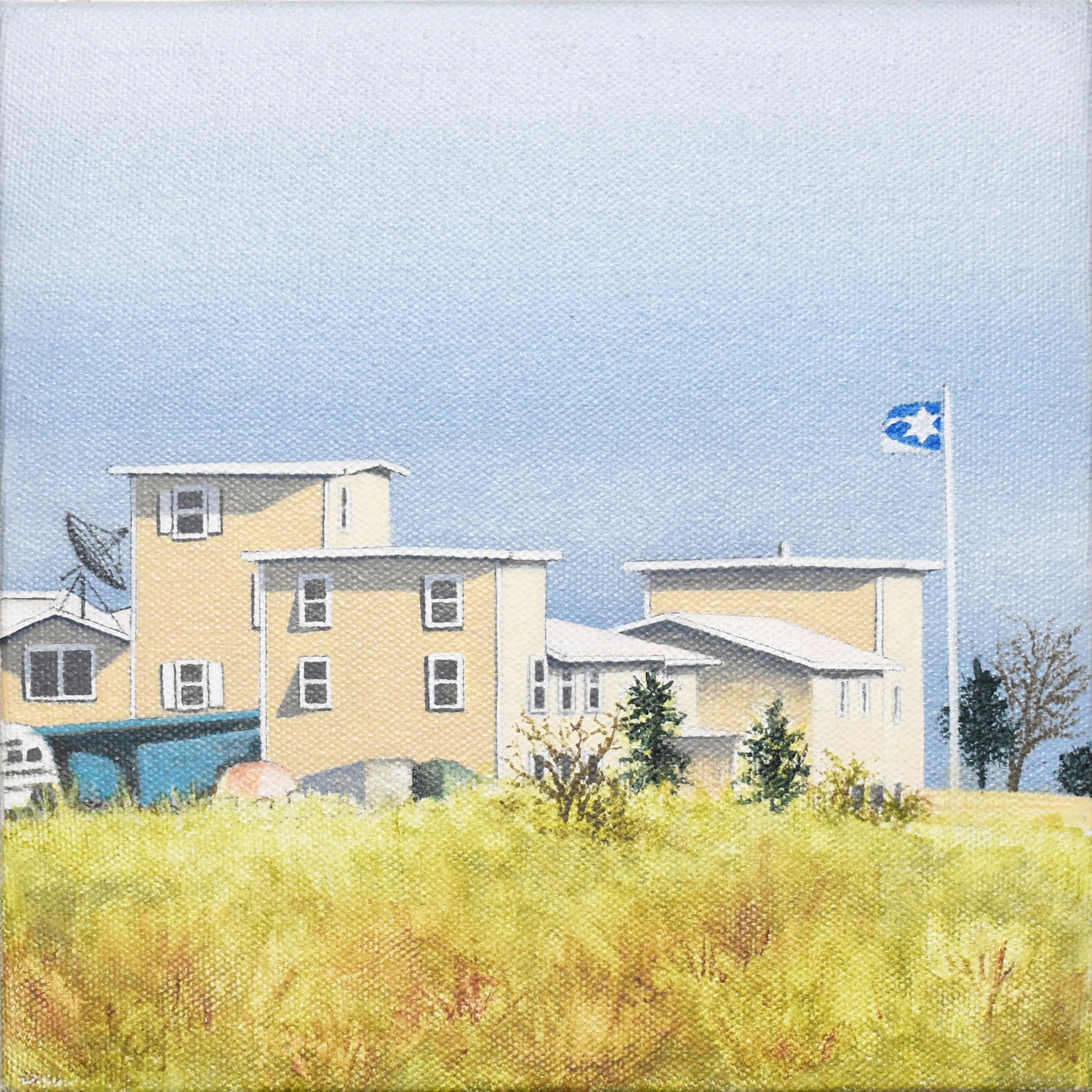 original 8x8 acrylic painting on canvas Branch Davidian Compound Mixed ...