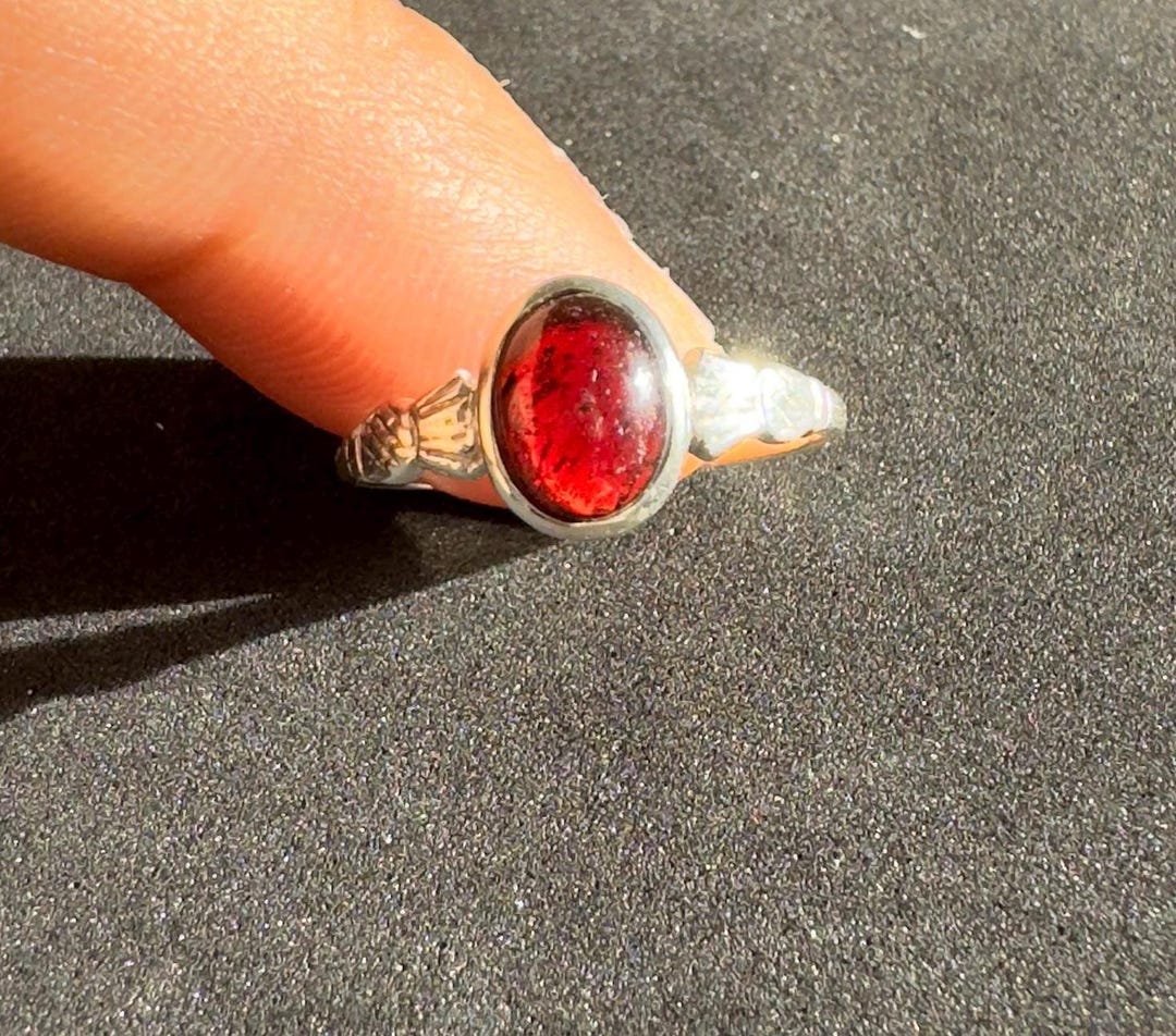 Garnet Scottish Thistle Design Ring| Scottish Flower Ring | Garnet ...