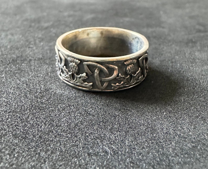 Celtic Design Ring Trinity Knot Design Scottish Thistle Design Scottish ...