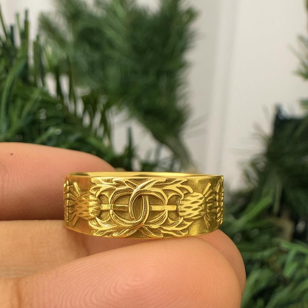 Scottish Thistle Design | Scottish Flower Ring | Celtic Ring | Gold ...