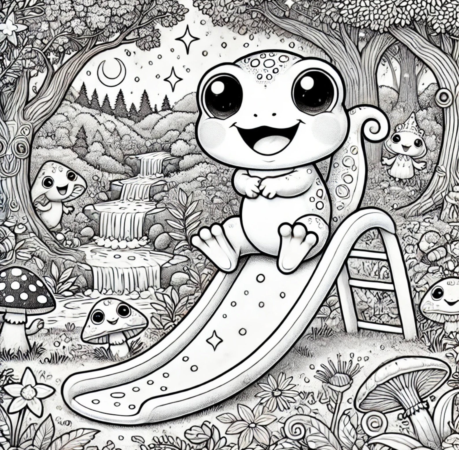 Quappi the Tadpole- Adorable Coloring Pages of a Sporty Tadpole - Etsy