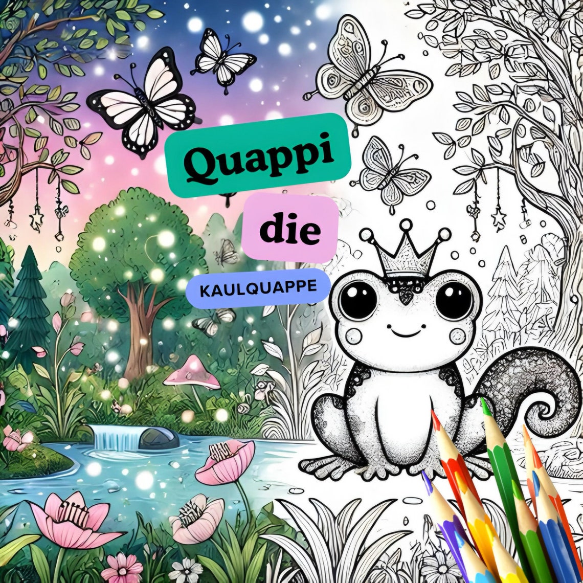 Quappi the Tadpole- Adorable Coloring Pages of a Sporty Tadpole - Etsy
