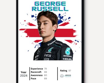 Lewis Hamilton 2024 F1 Poster, F1 Print, F1 Wall Art Gift Illustration unframed Mercedes Formula ...